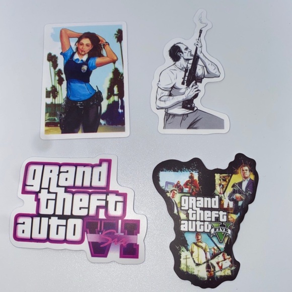 gta | Art | 4x Lot Of Gta 5 Animated Series Exclusive Stickers 5 Inches ...